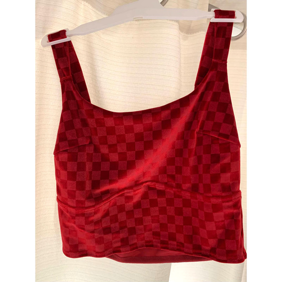Colsie | Tops | Checkered Velvet Brami Colsie Red Xl Cropped Tank Bra ...